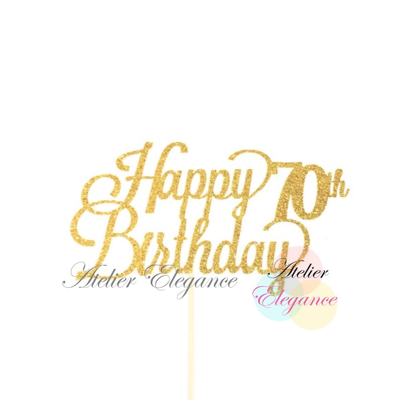 Happy 70th Birthday Topper 70th Birthday Cake Topper 70th | Etsy
