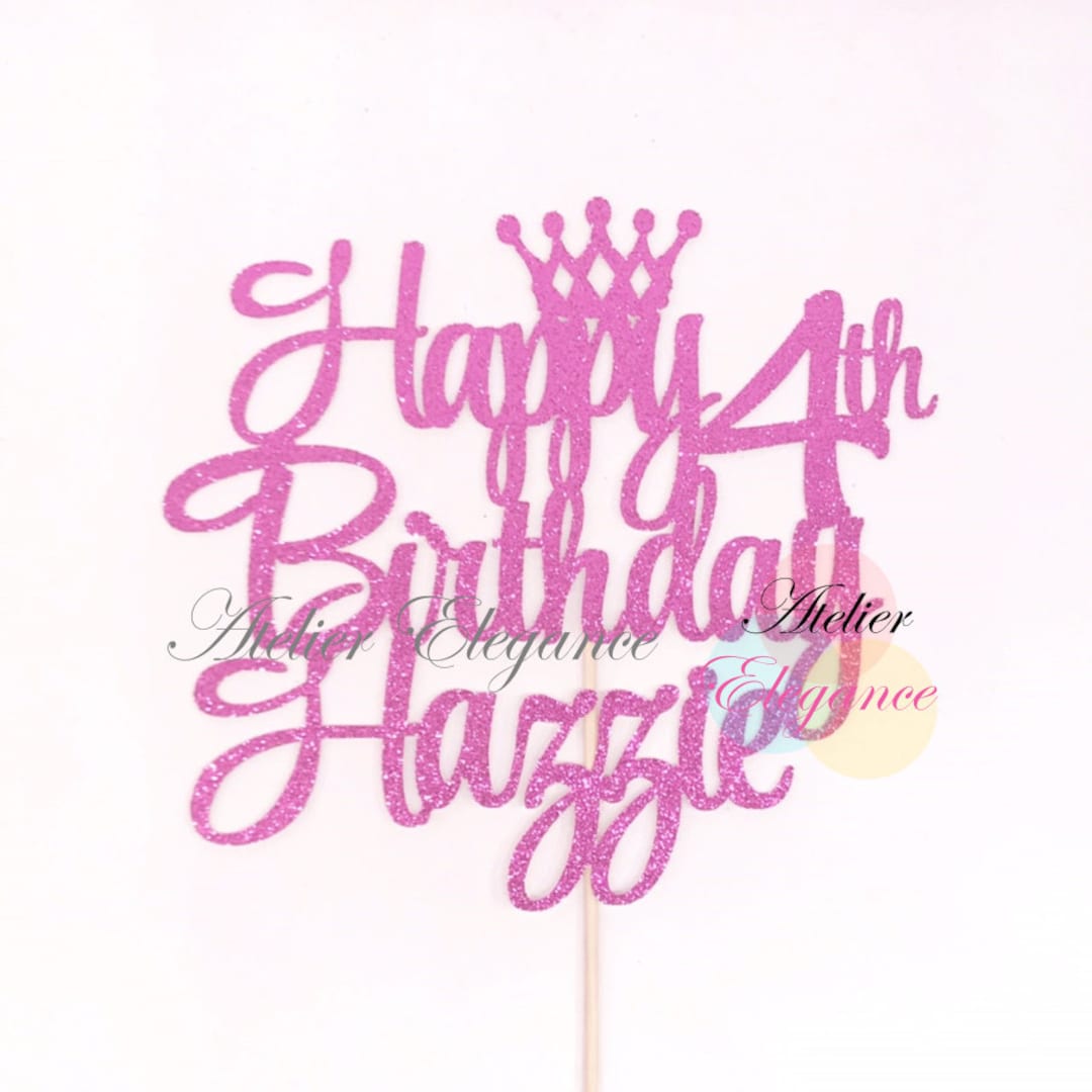 ANY NAME, 4th Birthday Cake Topper, 4th Birthday Party, Princess 4th ...