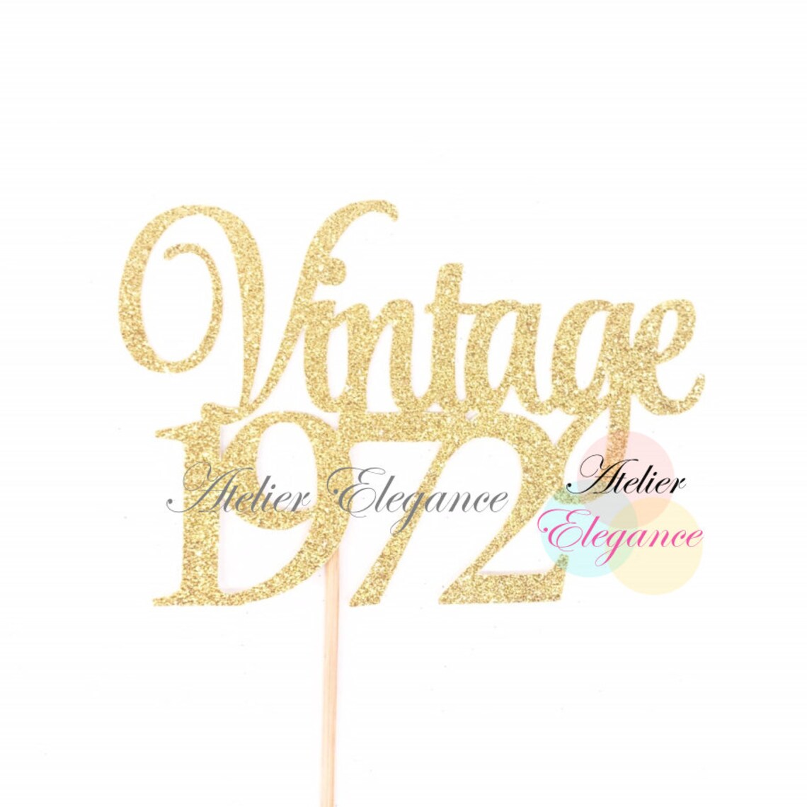Vintage 1972 Cake Topper Birthday Cake Topper Birth Year - Etsy