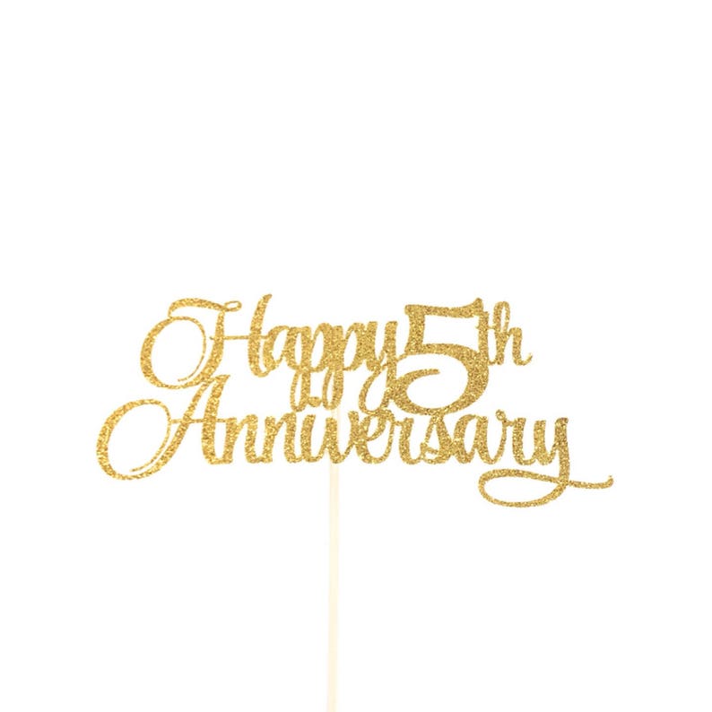 Happy 5th Anniversary Topper Anniversary Cake Topper | Etsy