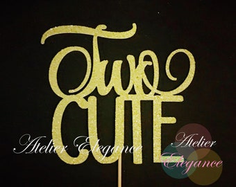 Two Cute Cake Topper Second Birthday Decor 2nd Birthday Party Two Cute ...