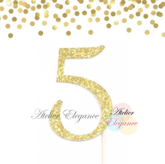 Lots Colors 5 Cake Topper Five Cake Topper Fifth Birthday | Etsy