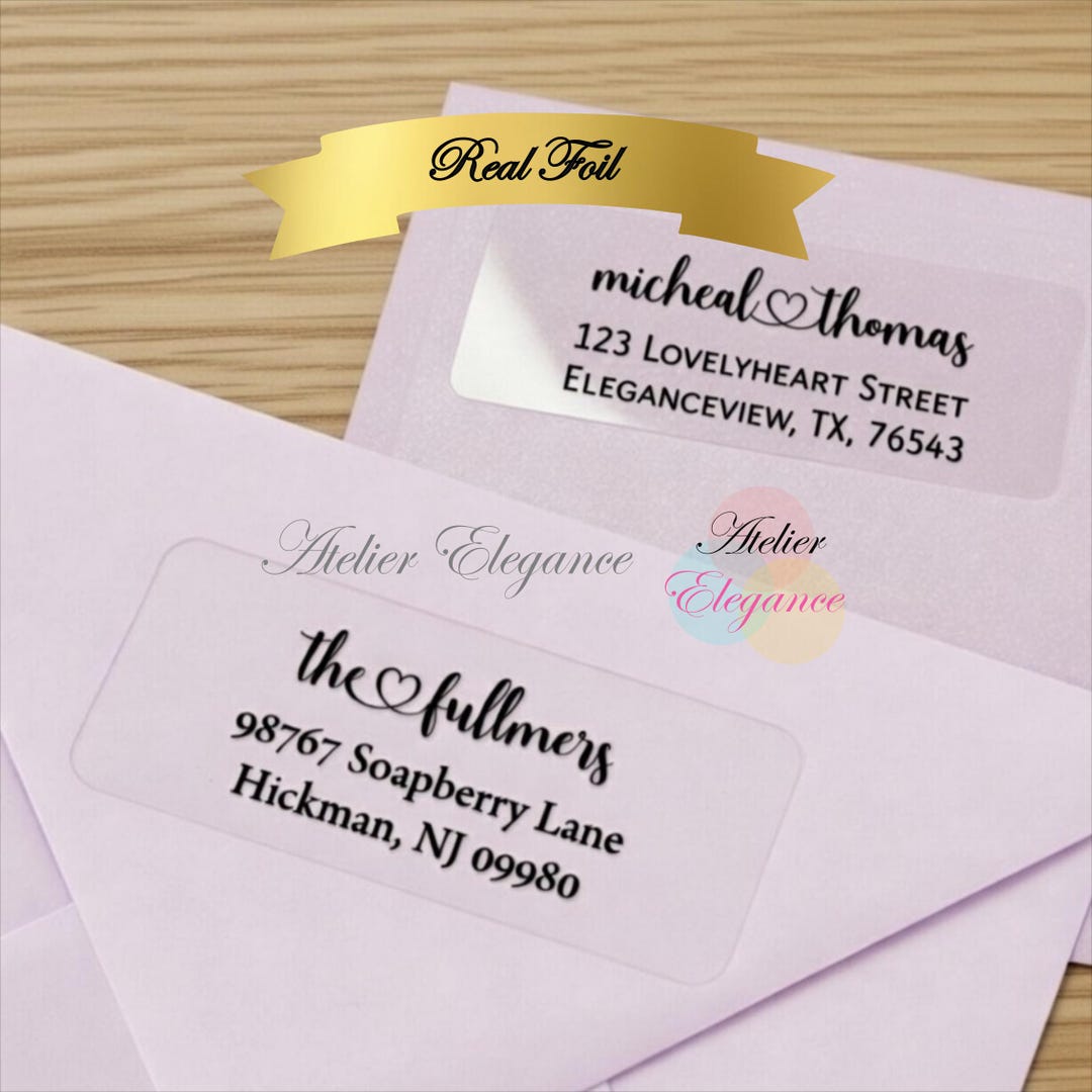 Clear Address Label, Envelope Labels, Wedding Label, Couple Names ...