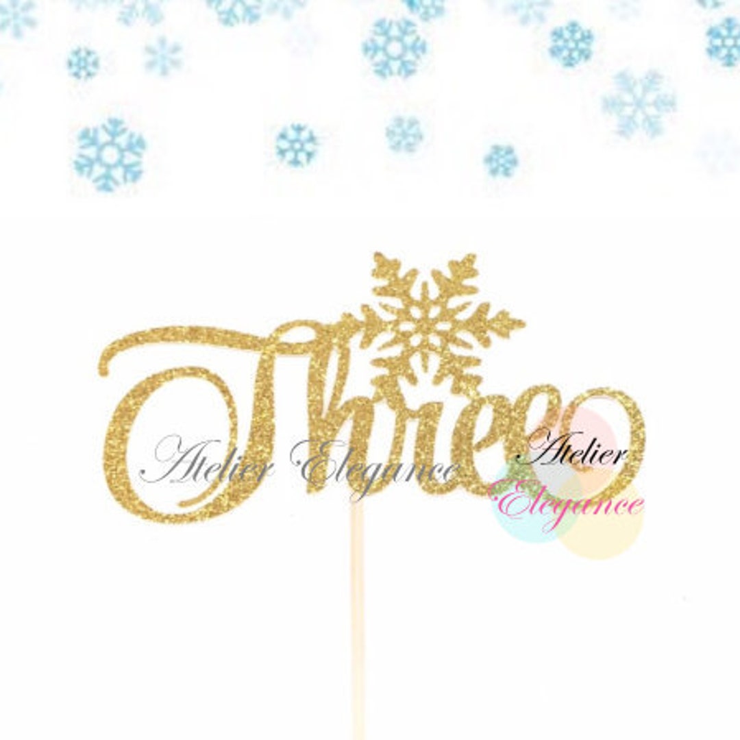 Three Cake Topper, Winter 3rd Birthday Topper, 3rd Birthday Cake Topper ...