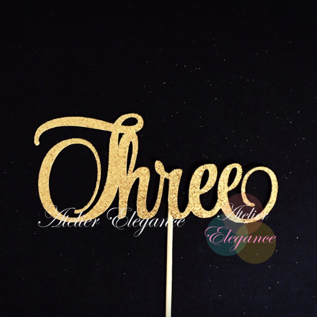 Three Cake Topper, Third Birthday Cake Topper, 3 Cake Topper, 3rd ...