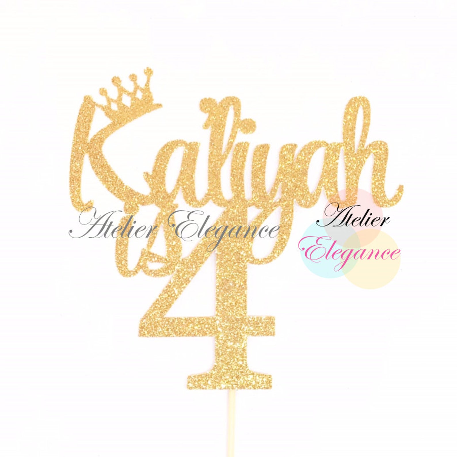ANY NAME, Personalized Four Cake Topper, 4th Birthday Cake Topper, Four ...