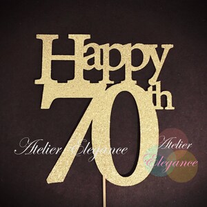 70 Birthday Topper, Glitter Cake Topper, Birthday Cake Topper, 70th ...