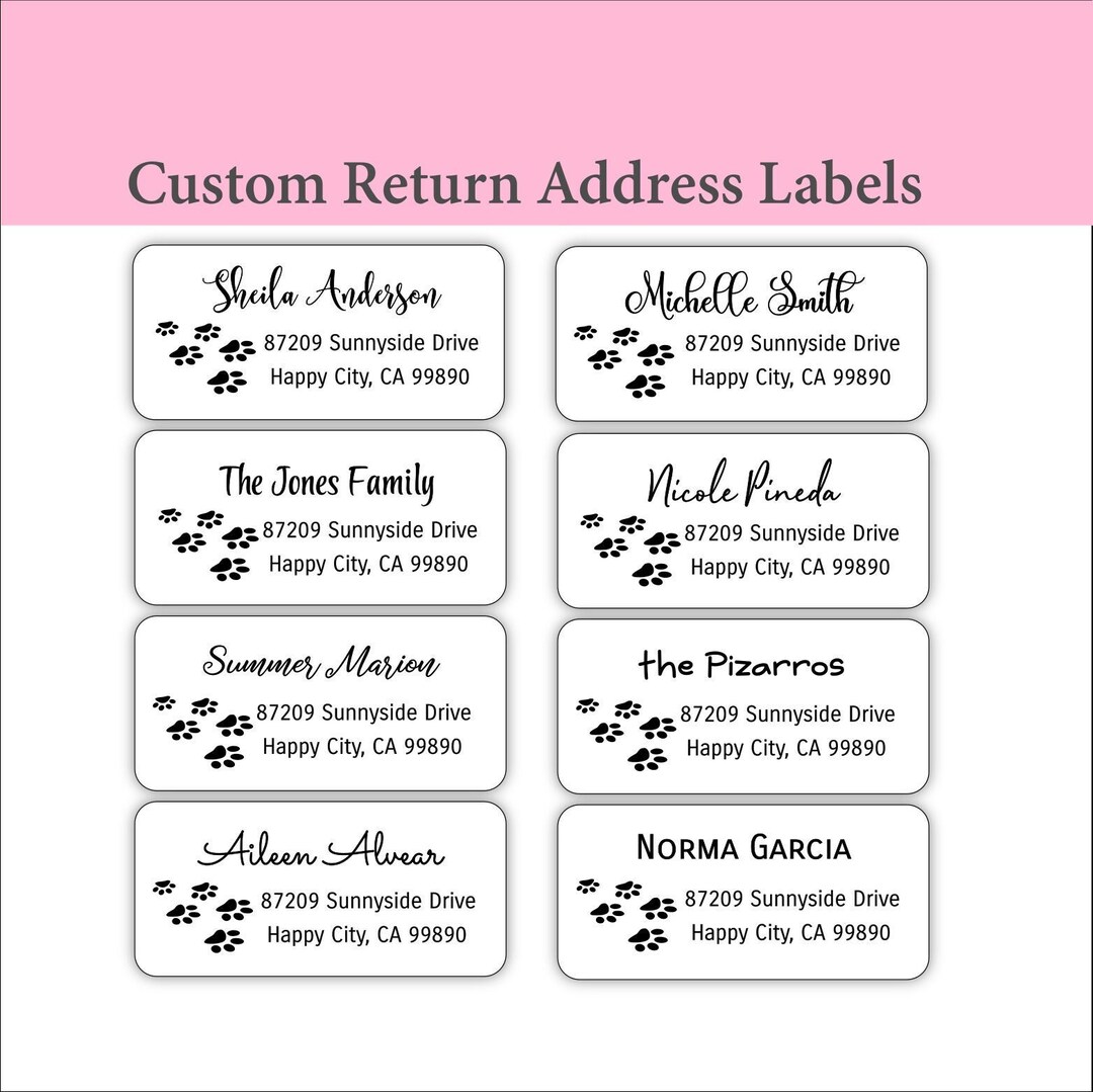 Paw Print Return Address Label, Custom Label, Envelope Labels, Name ...