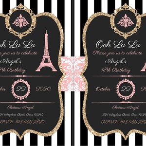 Editable-double Sided Paris Invitation, Paris Theme Invitation, Bridal ...
