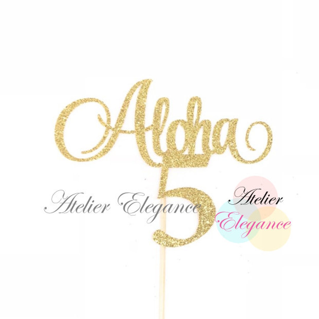 Aloha 5 Topper, Hello 5 Cake Topper, Tropical 5th Birthday Cake Topper ...