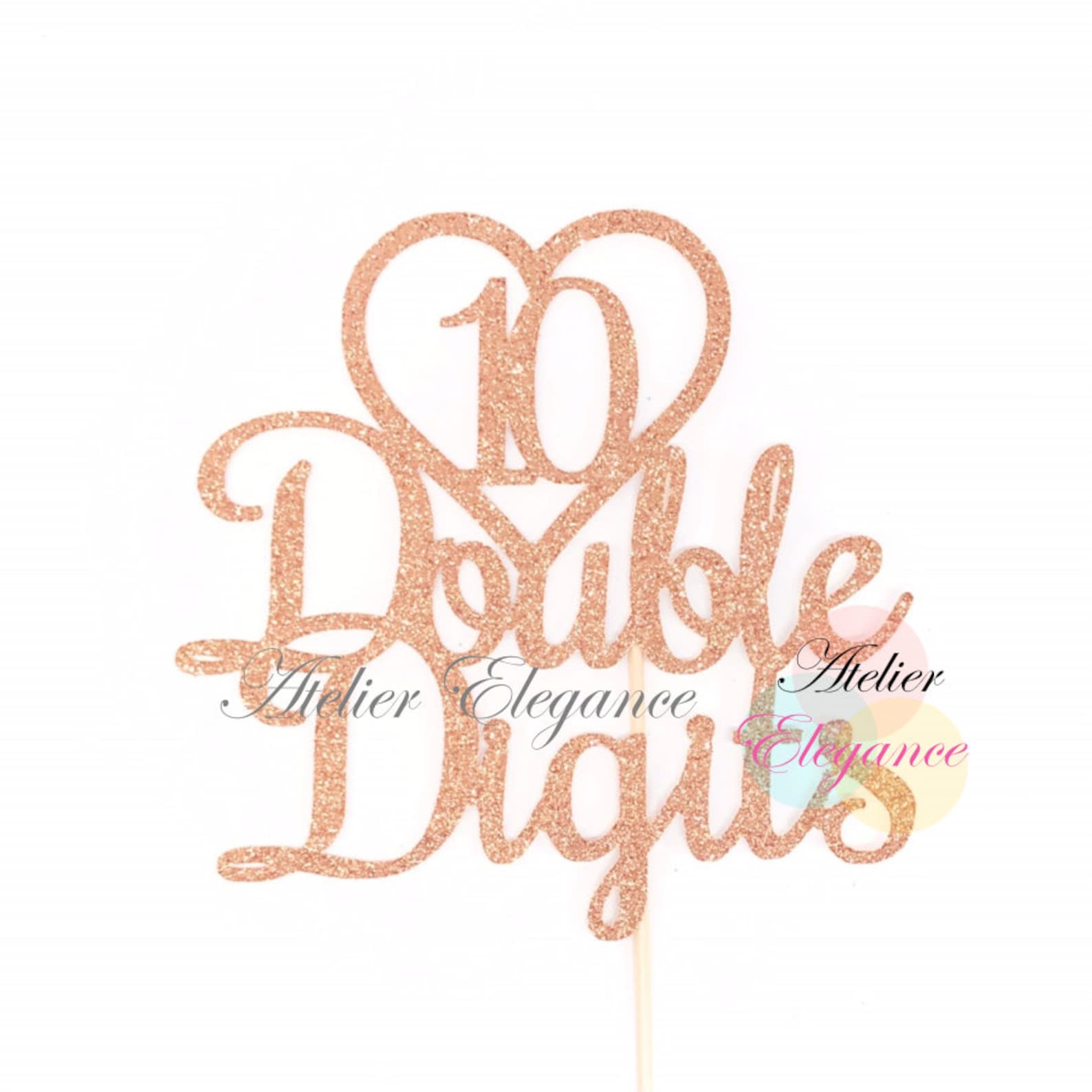 Double Digits Cake Topper, 10th Birthday Cake Topper, 10 Cake Topper ...