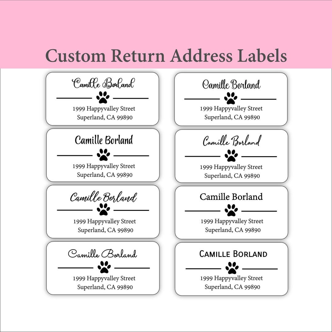 Paw Print Return Address Label, Custom Label, Envelope Label, Name ...