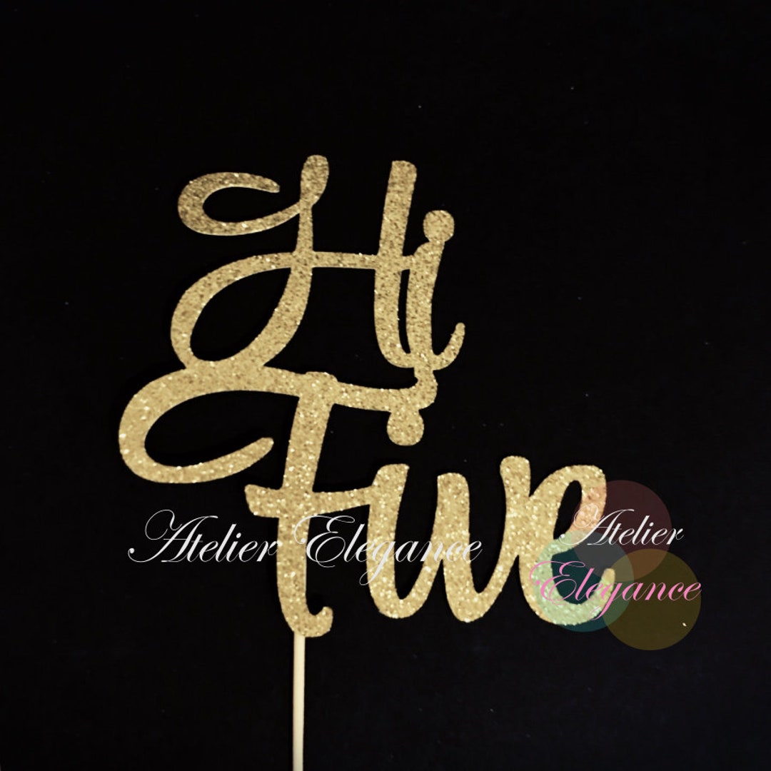 Five Cake Topper, Hi Five Cake Topper, Fifth Birthday Cake Topper, 5 ...