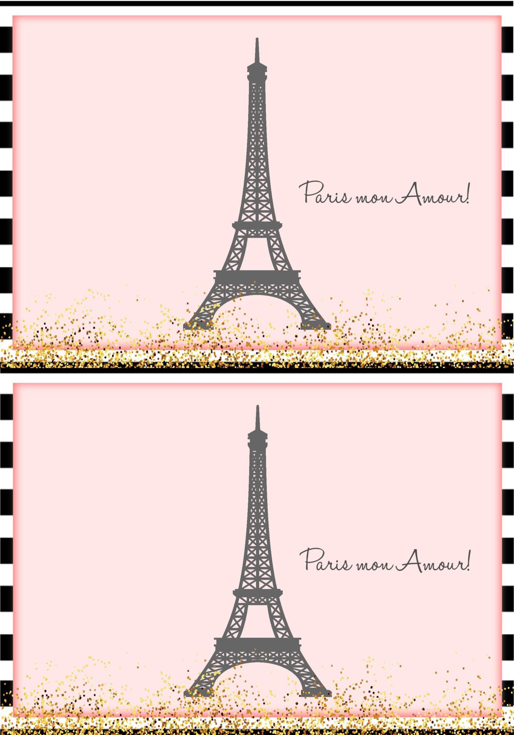 Editable-double Sided Paris Postcard Invitation, Paris Theme Invitation ...