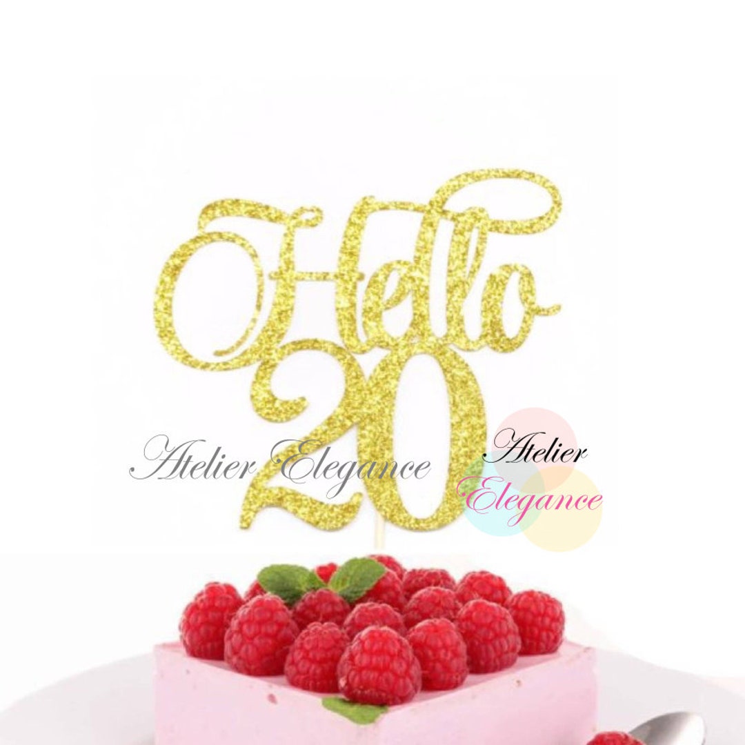 Hello 20 Cake Topper, 20th Birthday Cake Topper, 20th Birthday Party ...