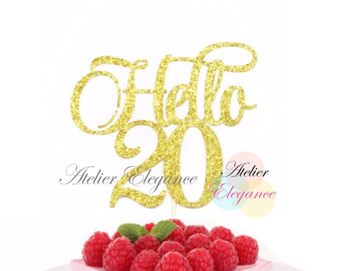 Hello 20 Cake Topper 20th Birthday Cake Topper 20th Birthday - Etsy
