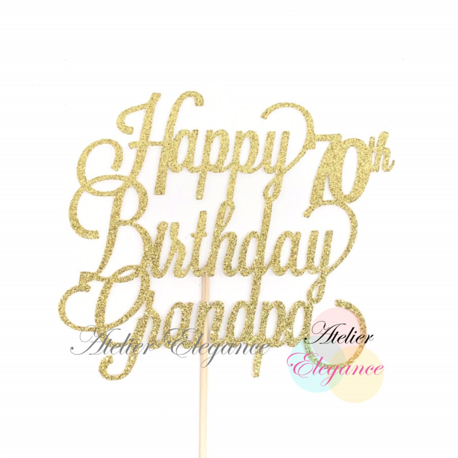 ANY AGE, Happy Birthday Grandpa Cake Topper, Grandfather Birthday Cake ...