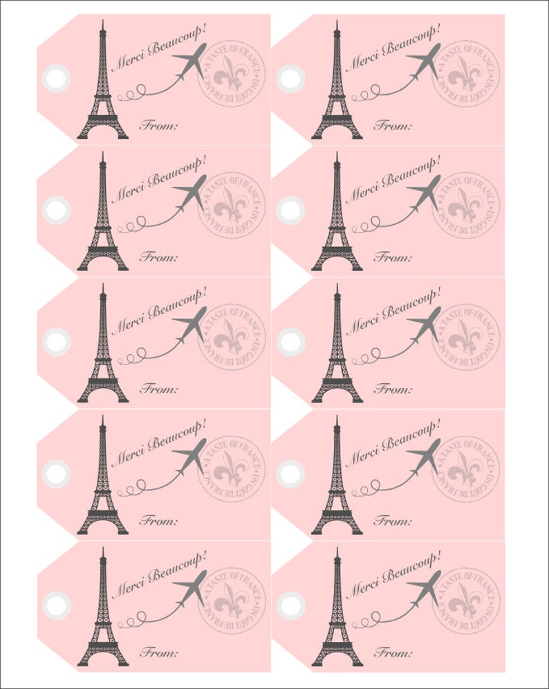 Editable-paris Favor Tags, Paris Theme Favor Tags, Bridal Shower Favor ...