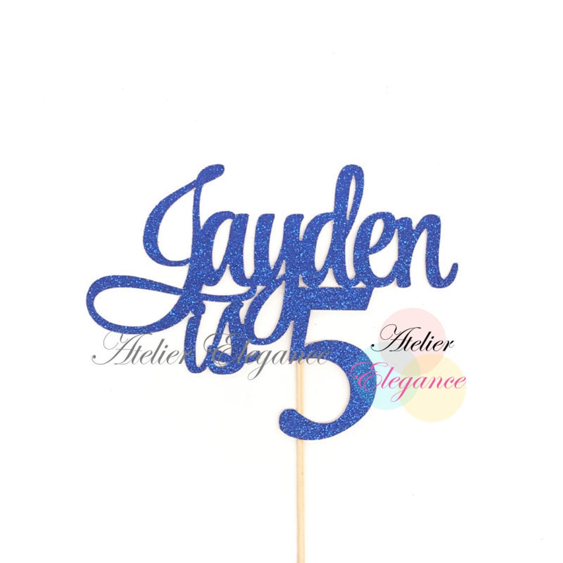 Any Name, Personalized Five Cake Topper, 5th Birthday Cake Topper, Five ...