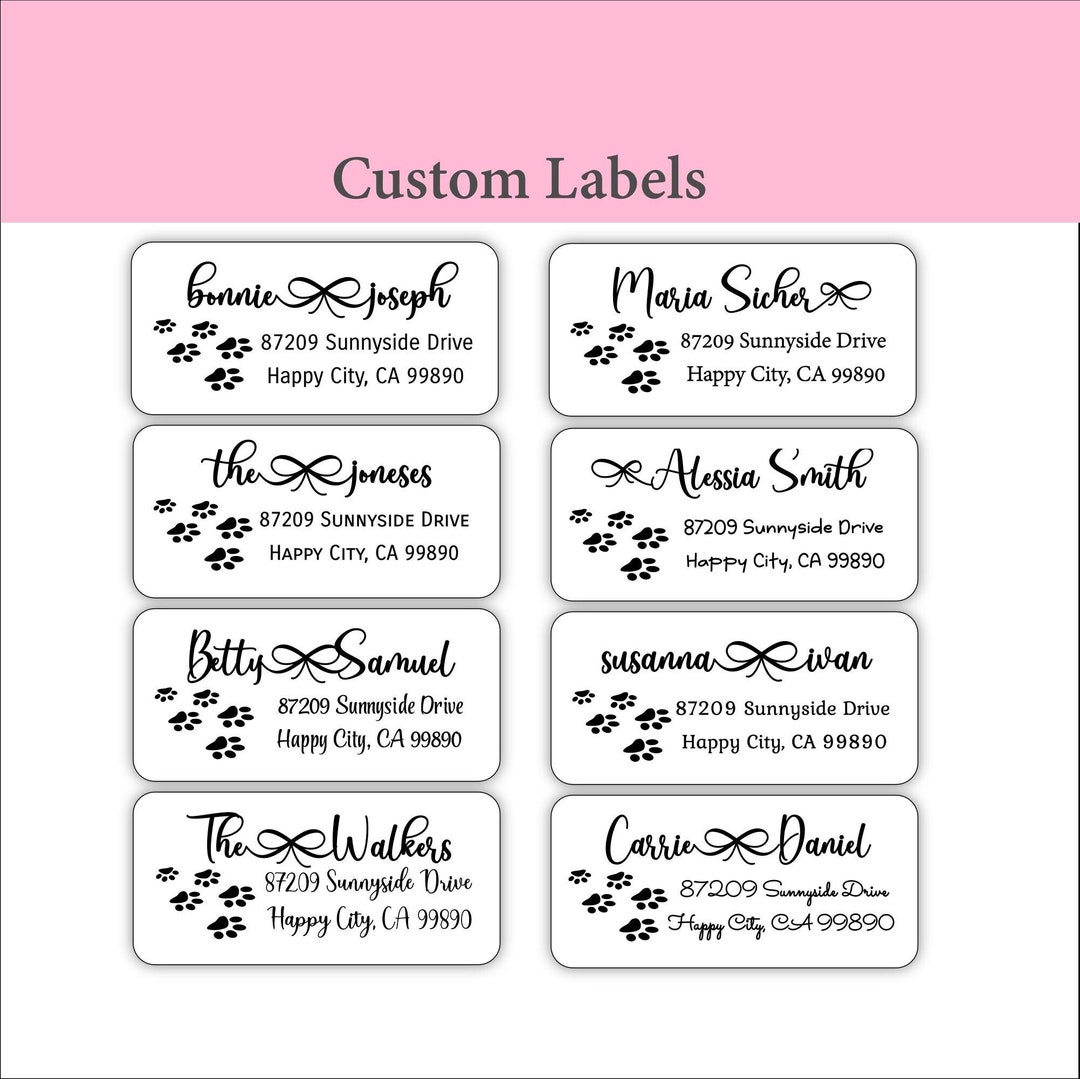 Paw Print Return Address Label, Custom Label, Envelope Labels, Thermal ...
