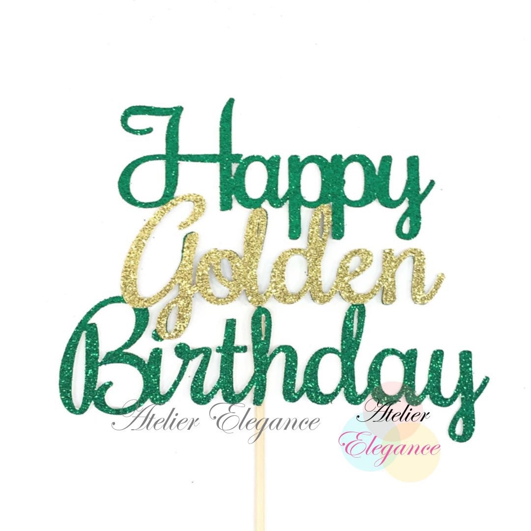 Happy Golden Birthday Cake Topper Golden Birthday Cake | Etsy