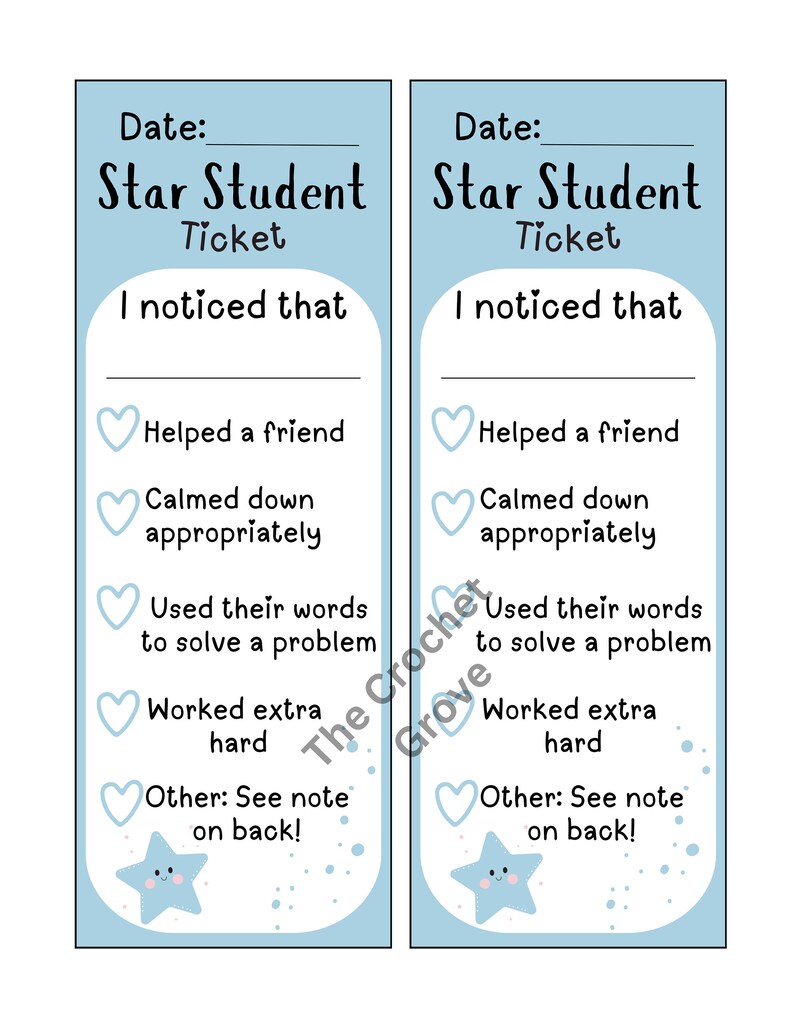 Star Student Ticket, Note From Teacher, Proud of You Ticket for ...