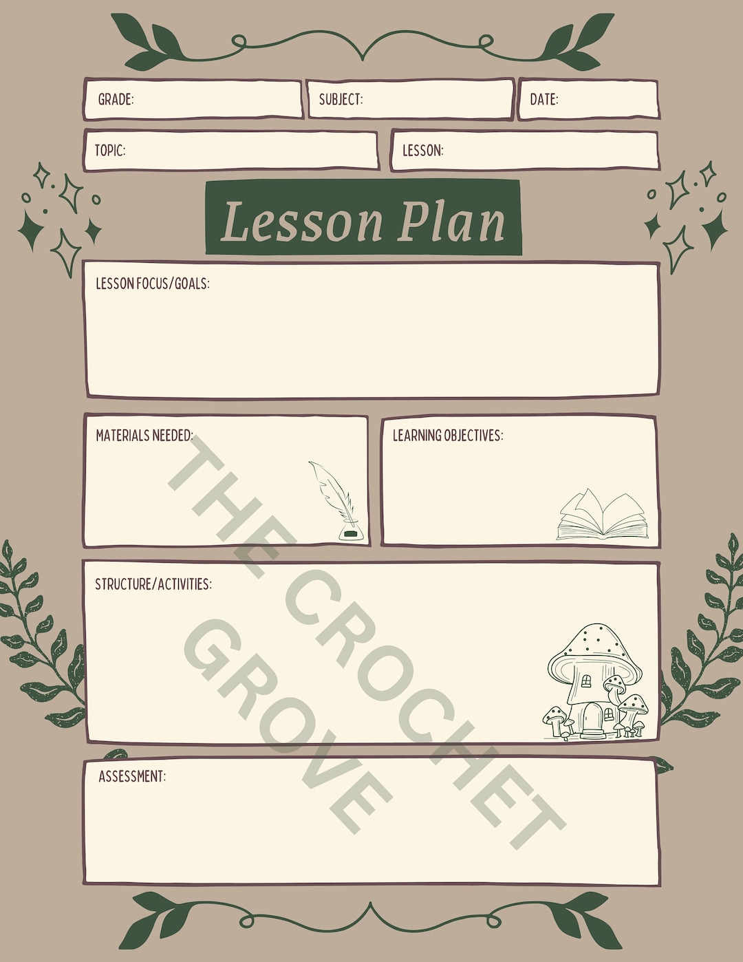Editable Teacher Lesson Plan, Printable Forest Theme Canva Template ...