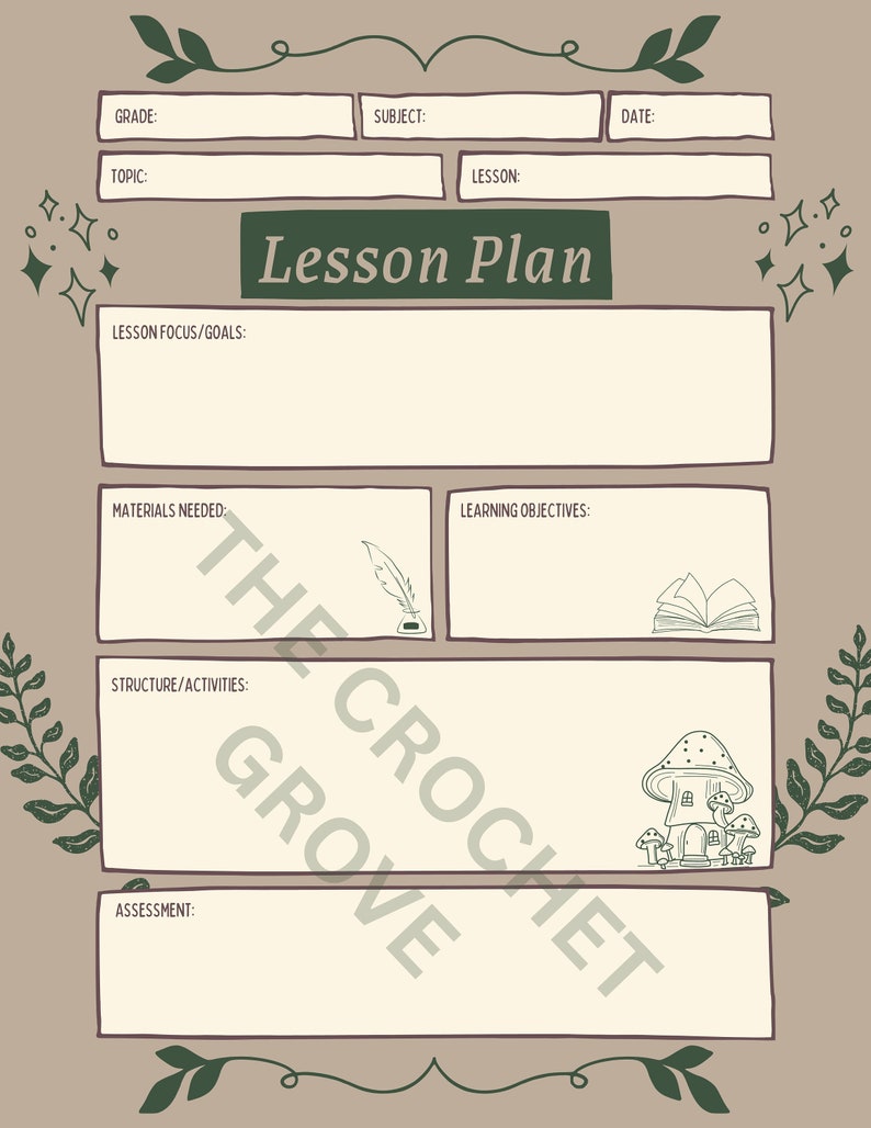 Editable Teacher Lesson Plan, Printable Forest Theme Canva Template ...