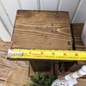 Wood Pedestal Risers, Small Plant Risers, Walnut Stained Risers , Black ...