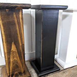 Wood Pedestal Risers, Small Plant Risers, Walnut Stained Risers , Black ...