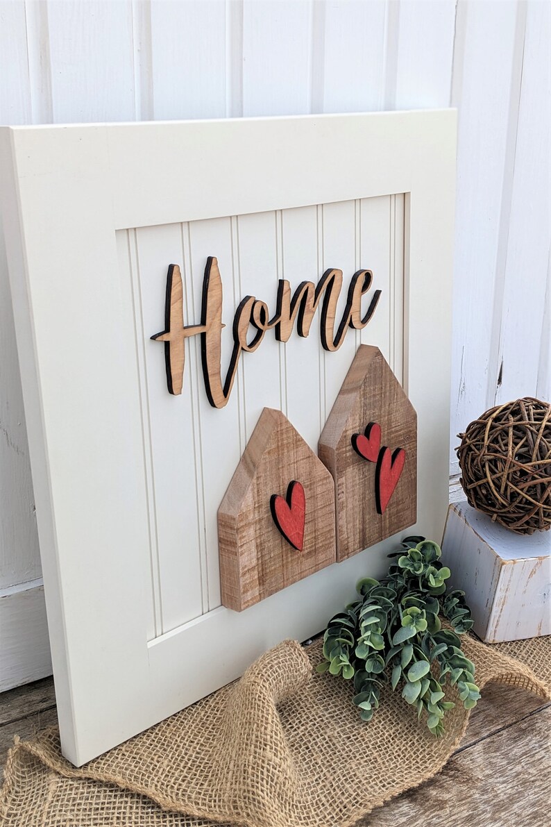 Rustic Home Sign With 3-d Houses Home Sign Cottage Home - Etsy