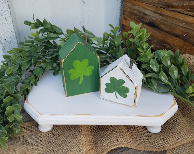 Set of 2 Small St. Patrick's Day Houses, Shamrock Decor, Shamrock House ...
