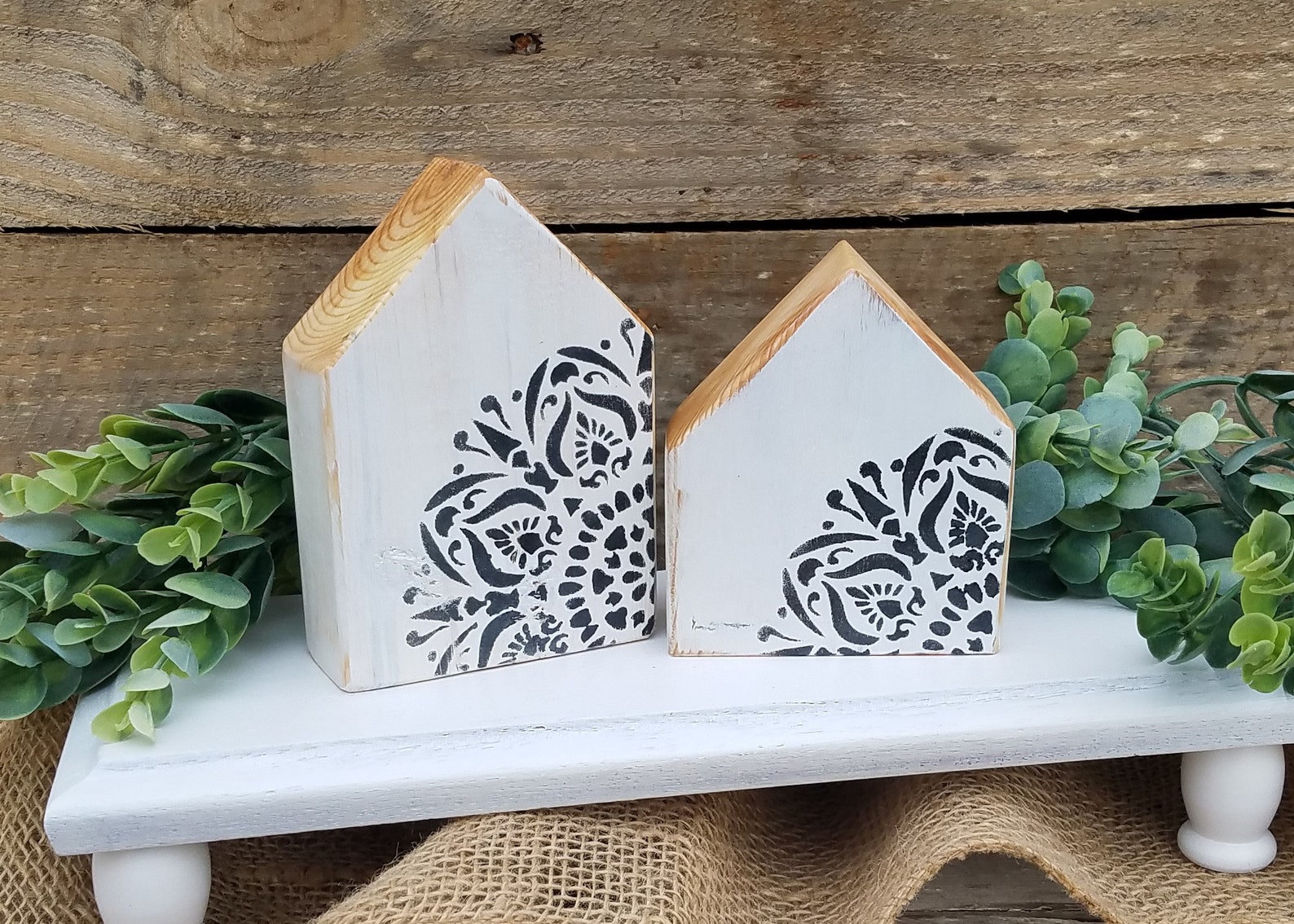Mandala House Wood House Mandala Decor Black and White Mini - Etsy
