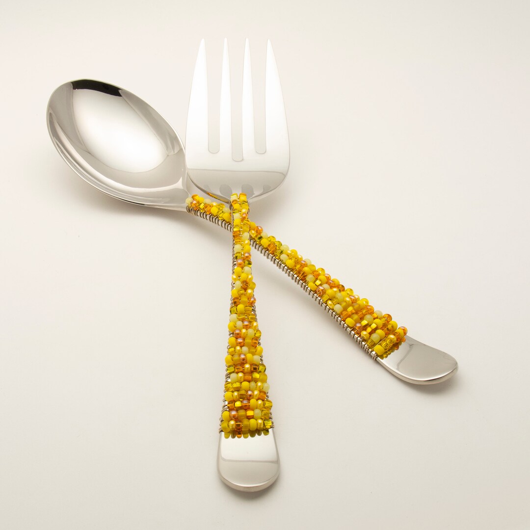 Beaded Serving Utensil Set - Yellow - Etsy