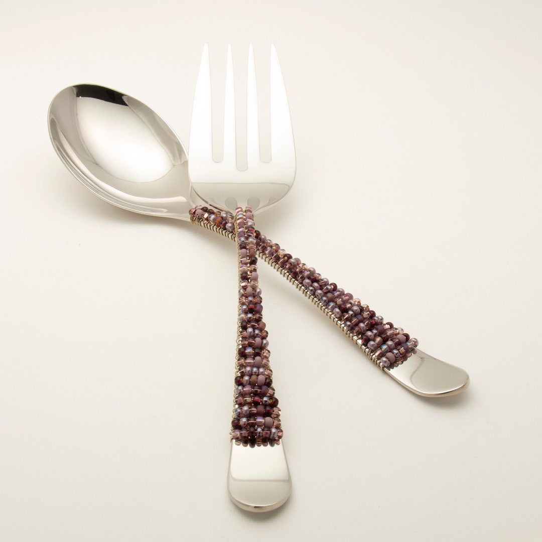 Beaded Serving Utensil Set - Purple - Etsy