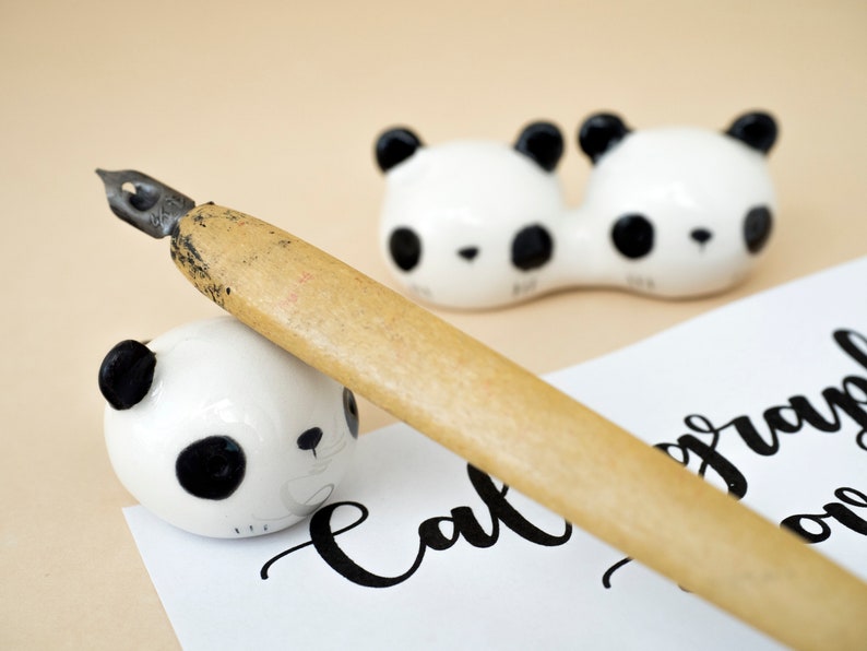 Set Calligrafo in Ceramica a forma di Panda. Appoggia - Etsy Italia