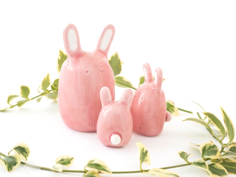 Easter Bunny Figurine in Pink Unique Gift for Rabbit Lover | Etsy