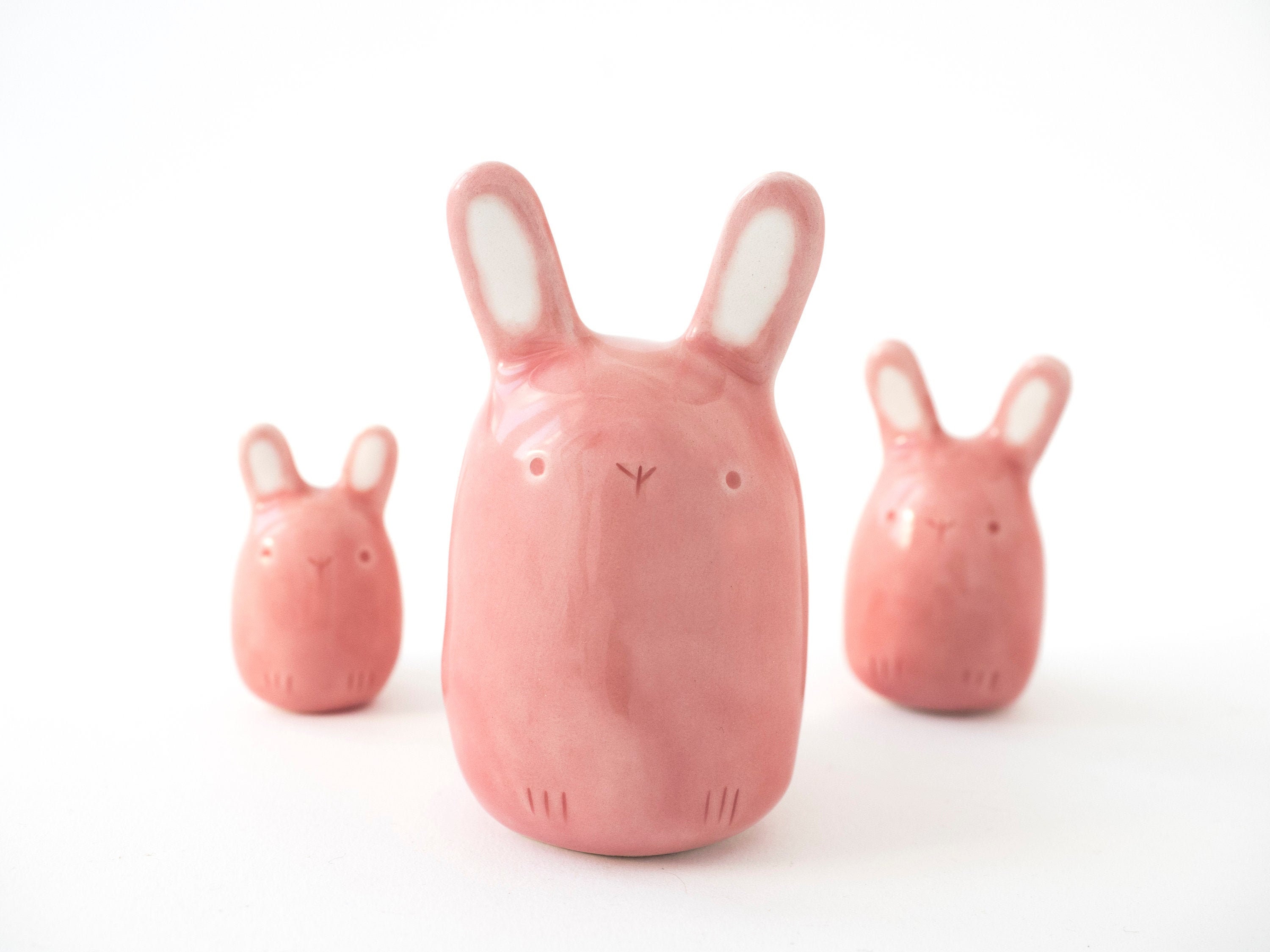 Easter Bunny Figurine in Pink Unique Gift for Rabbit Lover - Etsy