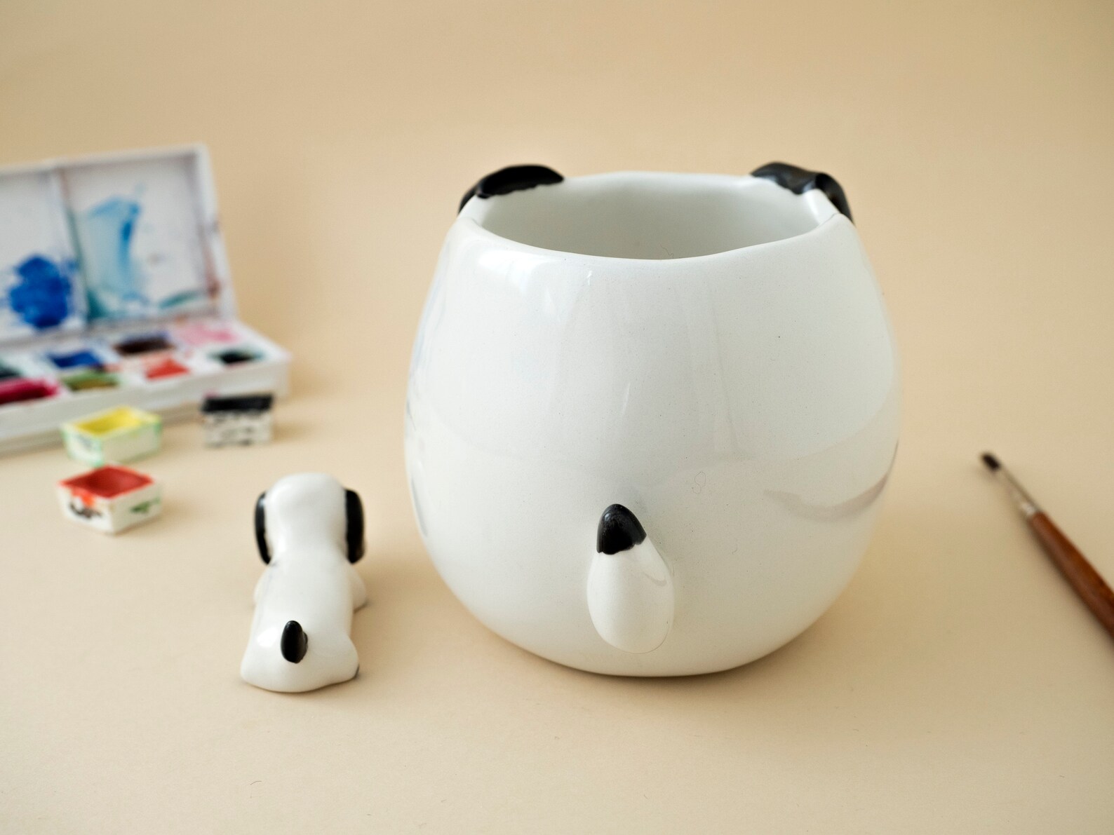 Paint Water Cup and Brush Rest Dog Shaped. Brush Pot Gift for Artist ...