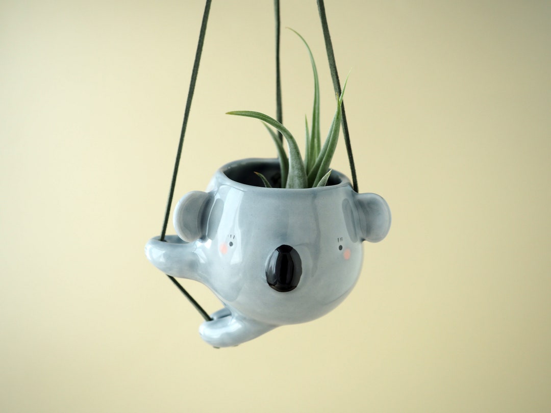 Ceramic Koala Hanging Planter Pot for Small Plants. Unique Koala Vase ...