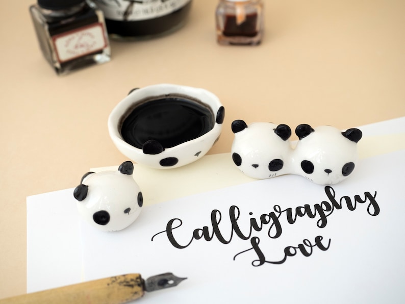 Set Calligrafo in Ceramica a forma di Panda. Appoggia - Etsy Italia