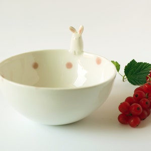 Cute Rabbit Bowl Pottery Handmade, Animal Bowl. an Unique Serving Bowl ...