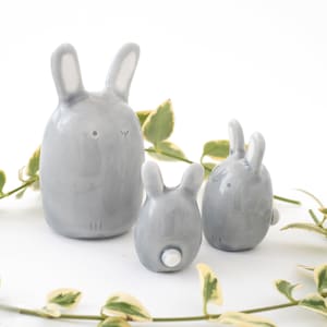 Ceramic Bunny Figurine, Rabbit Miniature. Pottery Animal Totem Handmade ...