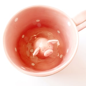 Pig Coffee Mug, Cute Hidden Animal Mug. Hand Painted Mug. Handmade in ...