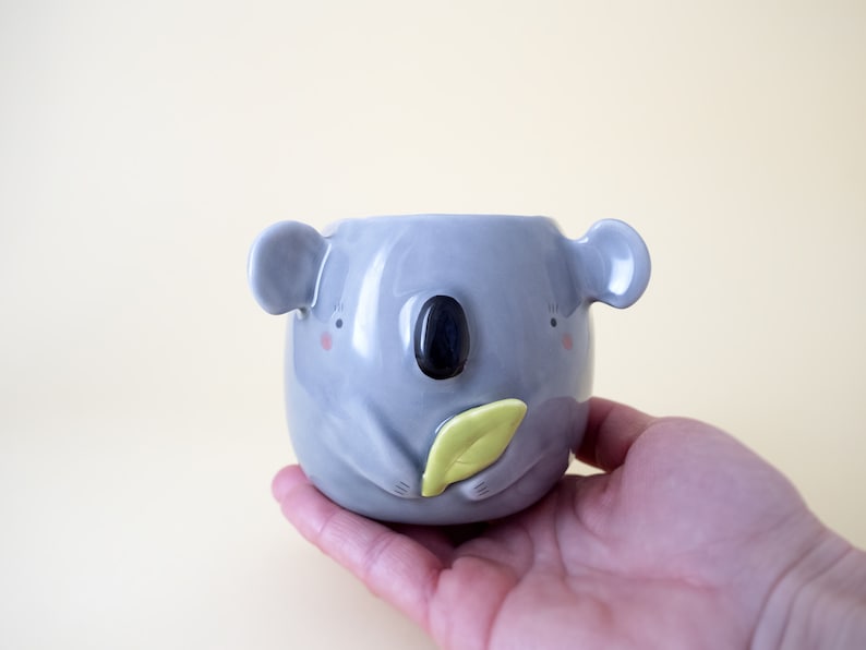 Handmade Ceramic Koala Planter With Saucer for Little Plant Growth ...