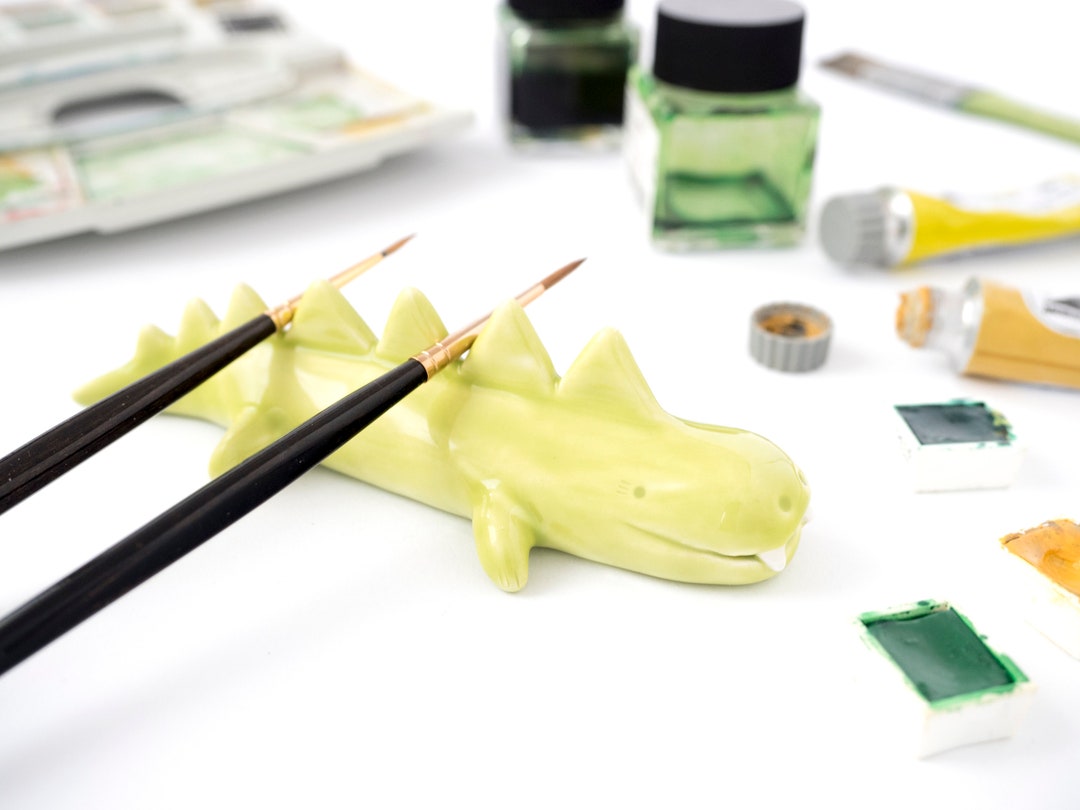 Ceramic Crocodile Brush Rest, Calligraphy Pen Rest, Paintbrush Rest ...