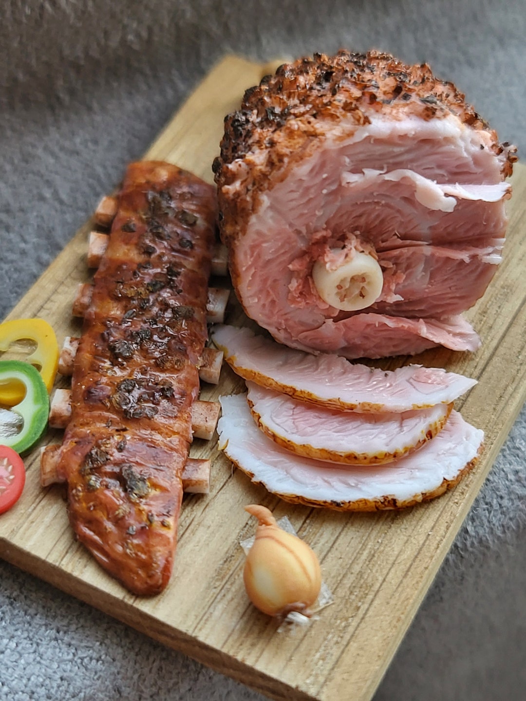 HAM and Pork RIBS on an Oak Board Miniature 1:12 Dollhouse - Etsy