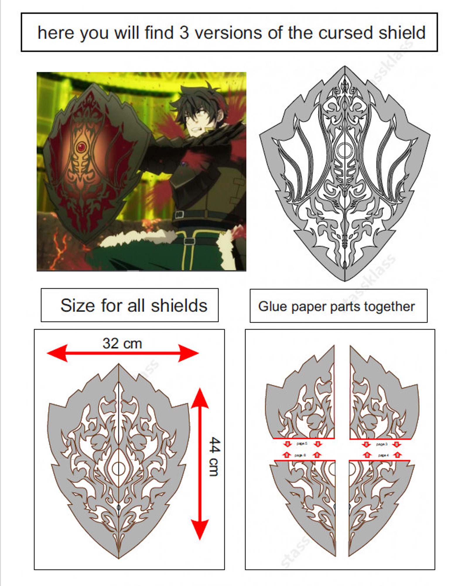 Hero of the Shield Pattern Cursed Rage Shield Cosplay Costume | Etsy