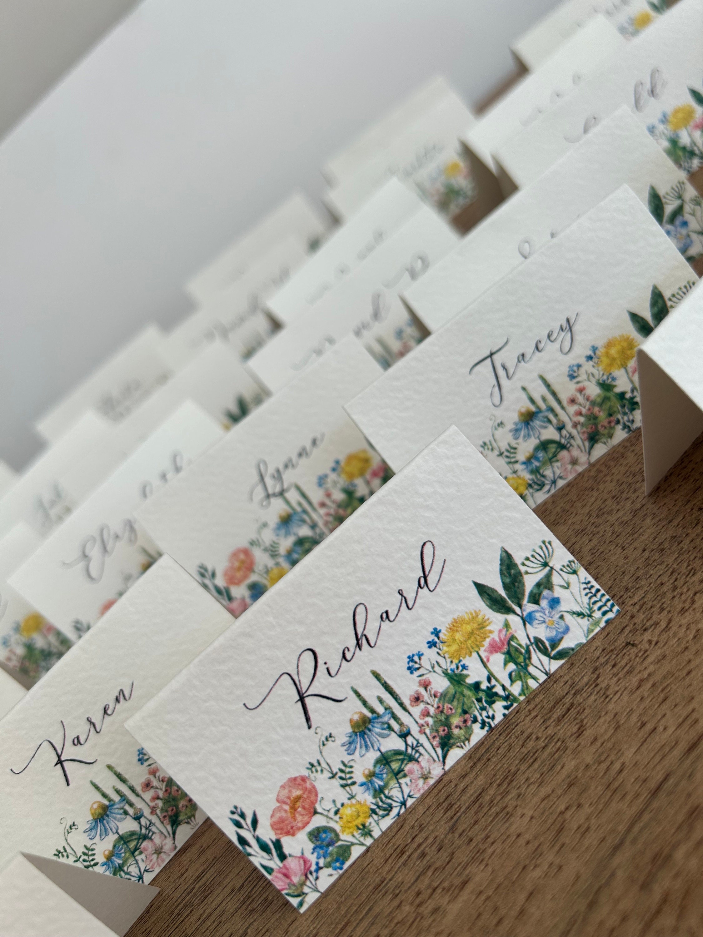 Wildflower Wedding Name Card - Etsy