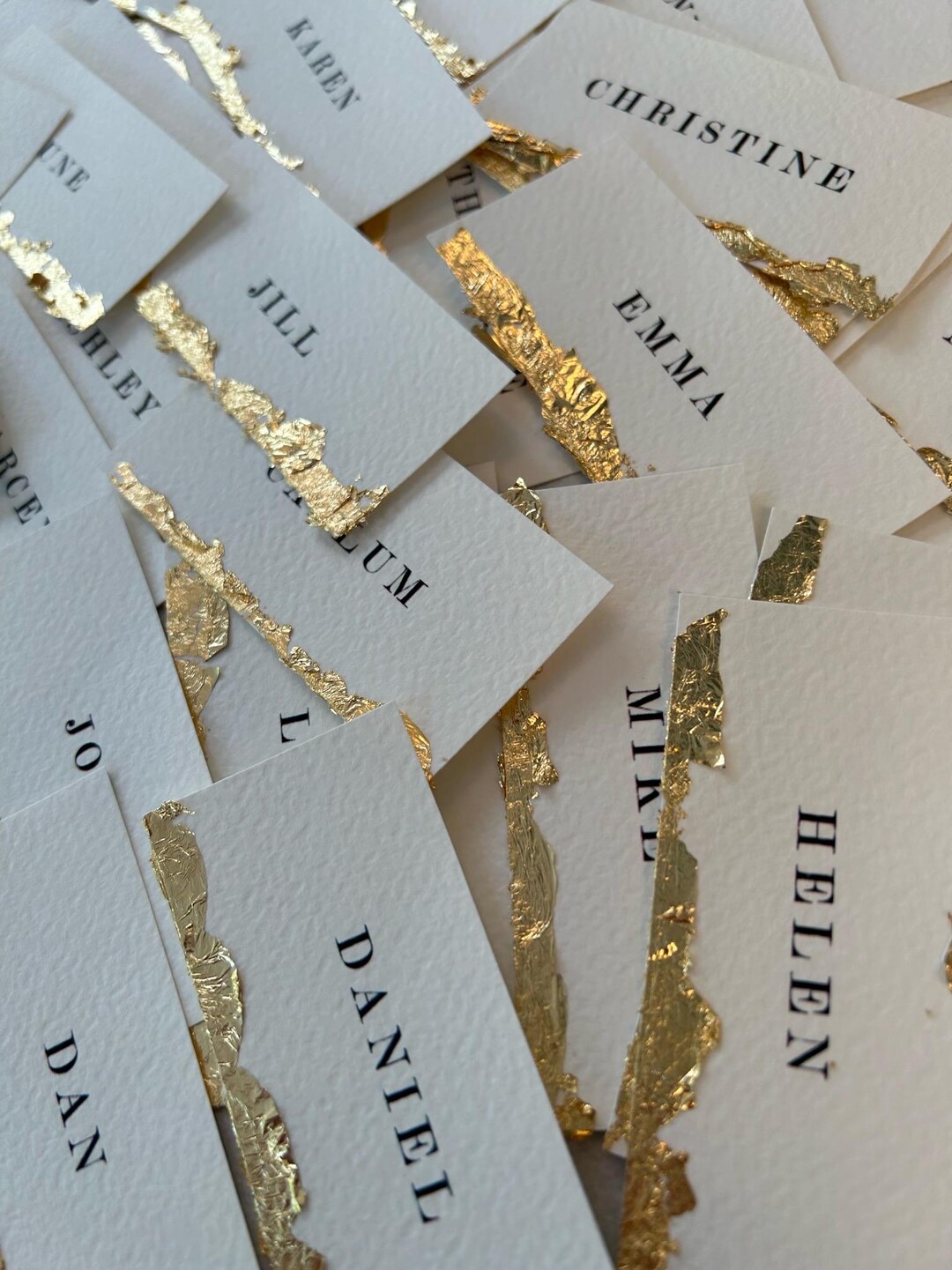 Gold Leaf Edge Wedding Place Cards | Name Cards | Table Setting - Etsy